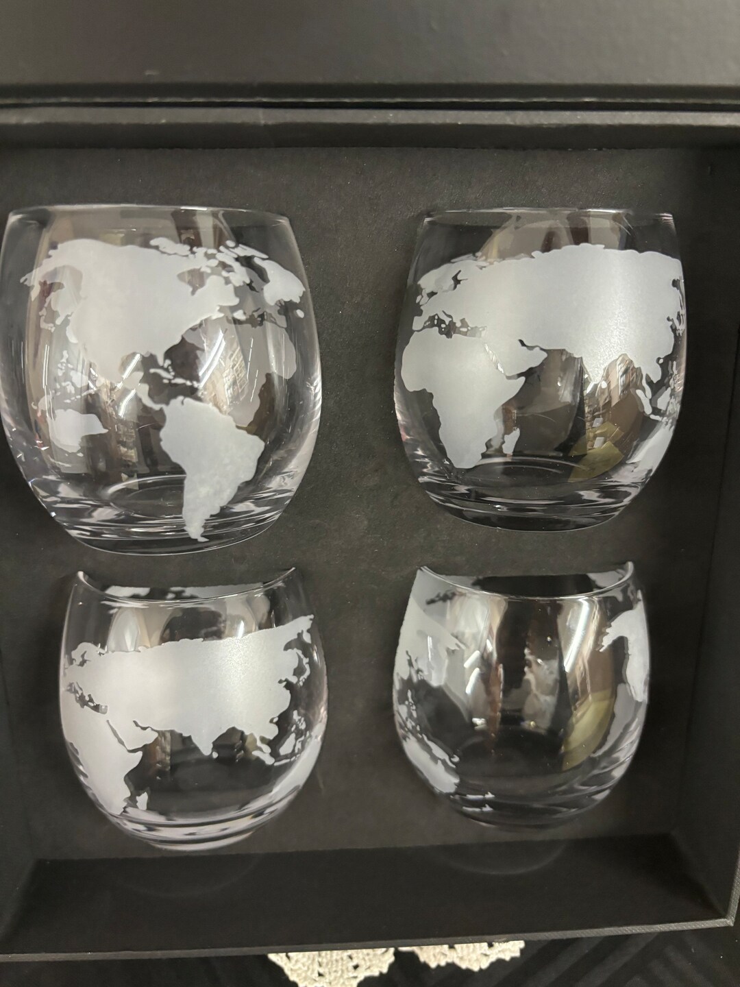Whiskey Glasses Etched With World Map / the Wine Savant / Four Whiskey ...