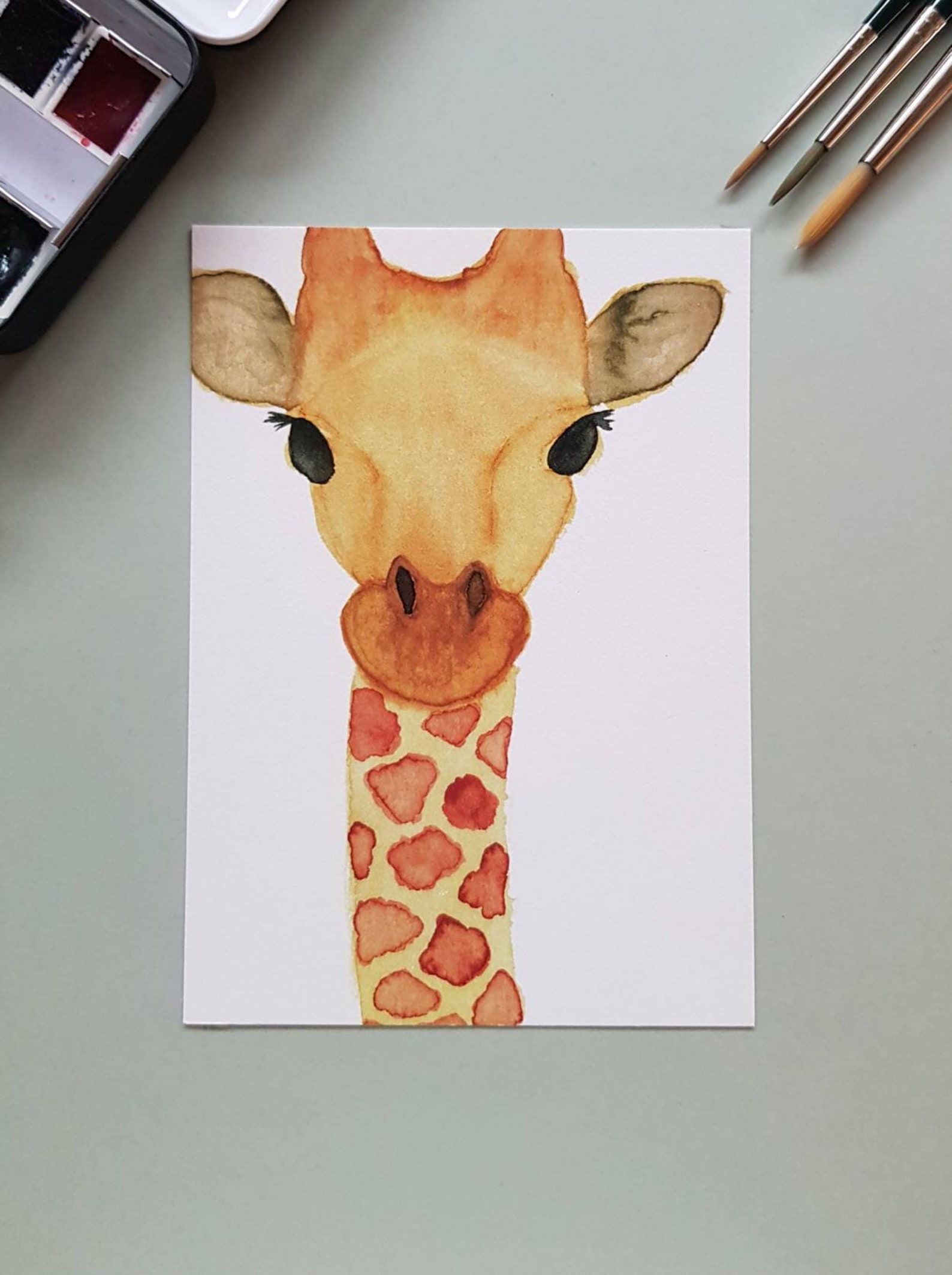 Hand Painted Postcard giraffe - Etsy UK