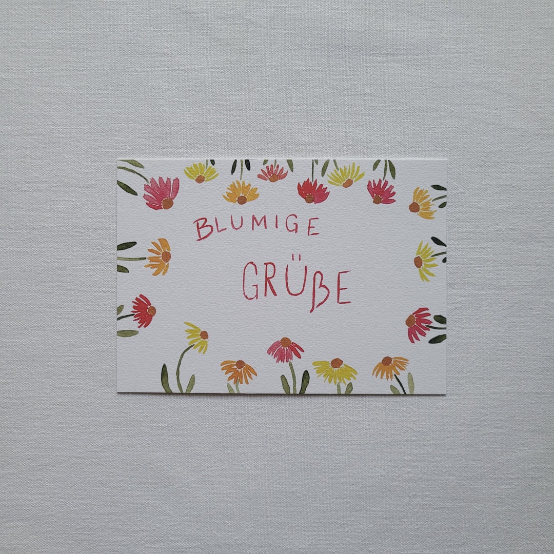 Hand-painted Postcard flowery Greetings - Etsy