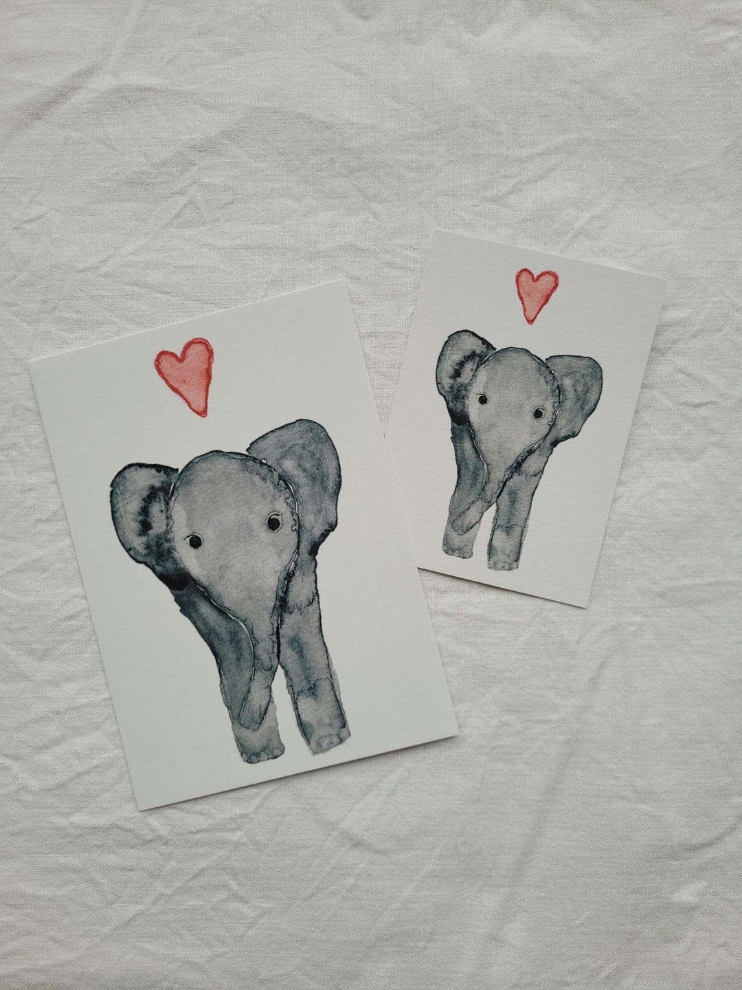 Hand-painted Postcard "elephant" A6/A7 - Etsy