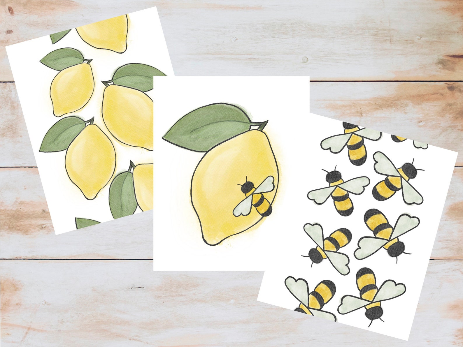 Lemons and Bees Art Prints Set of 3 Giclée Prints Available - Etsy