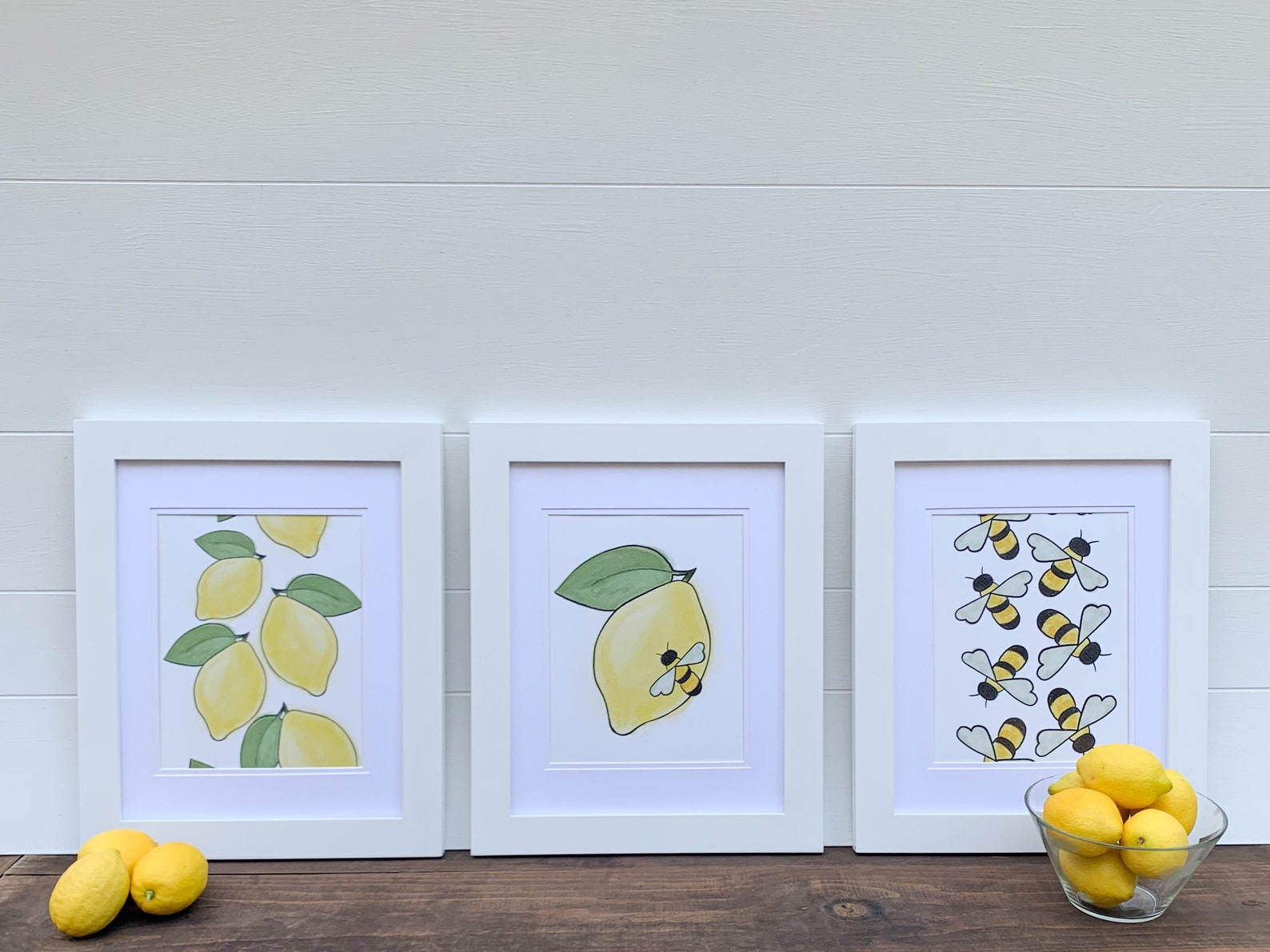 Lemons and Bees Art Prints Set of 3 Giclée Prints Available - Etsy