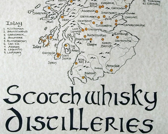 Scotland Distilleries Map - Etsy