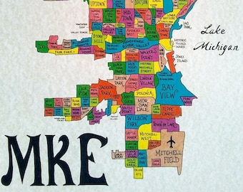 Map of Milwaukee Neighborhoods - Etsy