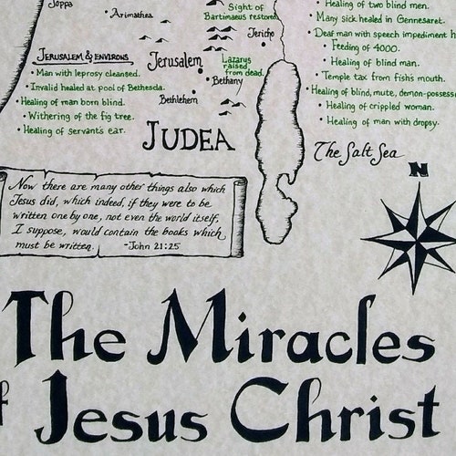 Miracles of Jesus Christ Map | Etsy
