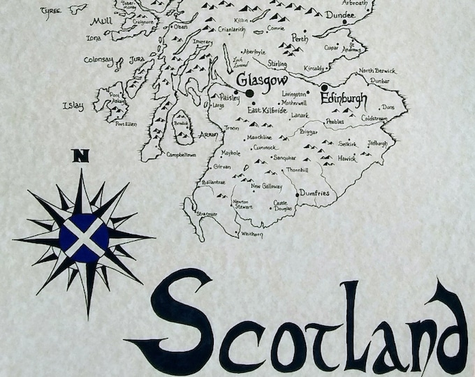 Scotland Map Hand Drawn - Etsy