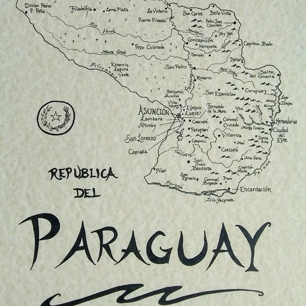 Paraguay Map - Etsy