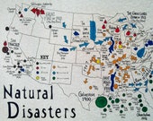 Natural Disasters U.S.A. Map - Etsy