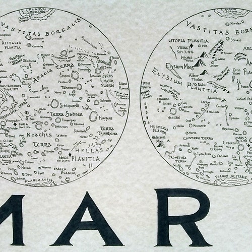 Mars Map - Etsy