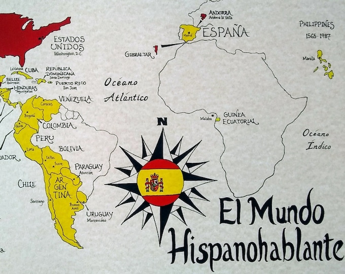 Spanish-speaking World Map - Etsy