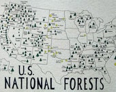 U.S. National Forests Map - Etsy