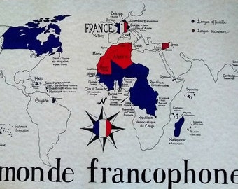 French Speaking World Map - Etsy