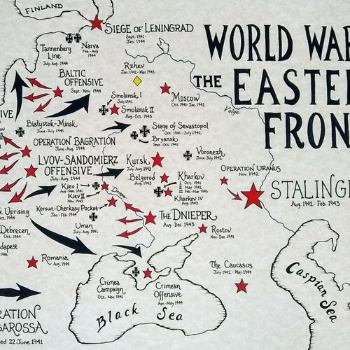 Eastern Front WWII Map WW2 Major Battles - Etsy