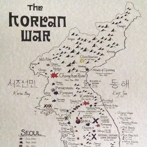 Map of Korean War - Etsy
