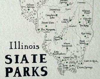 Illinois State Parks Map Print-illinois State Parks - Etsy