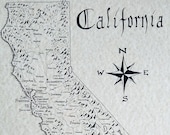 California Hand Drawn Map | Etsy