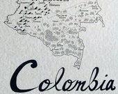 Colombia Hand Drawn Map - Etsy