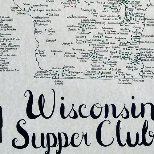 Wisconsin Supper Clubs Map | Etsy Norway