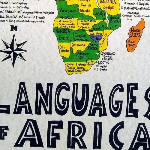 Languages of Africa Hand Drawn Map - Etsy