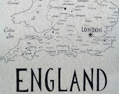 England Hand Drawn Map - Etsy