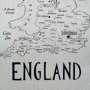 England Hand Drawn Map - Etsy