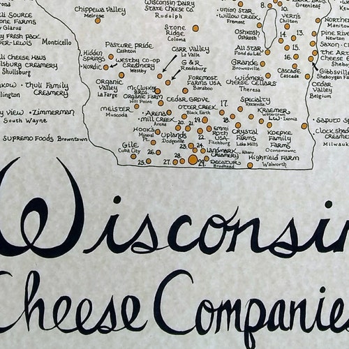 Wisconsin Cheese Companies Map - Etsy