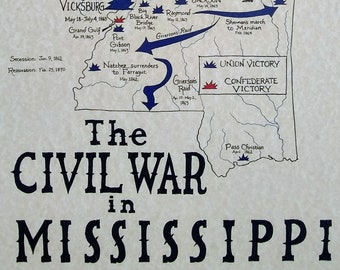 Civil War Battles Hand Drawn Map | Etsy