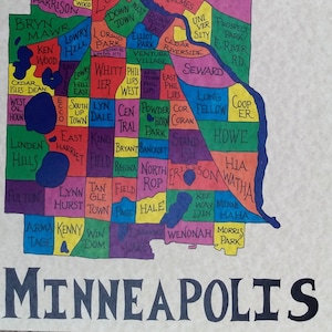 Minneapolis Neighborhoods Map 11x17 - Etsy