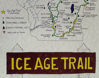 Wisconsin Ice Age Trail Map Sign-3 Sizes-choose Your Wood - Etsy