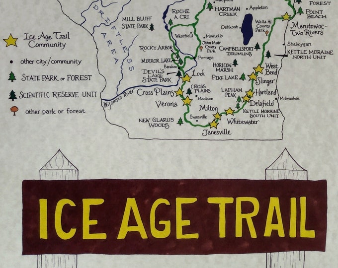 Ice Age Trail Map - Etsy