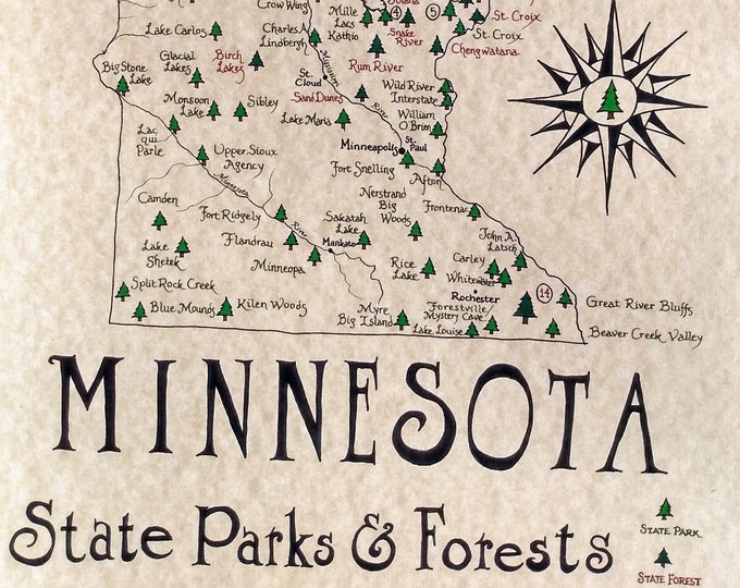 Minnesota State Parks Map - Etsy