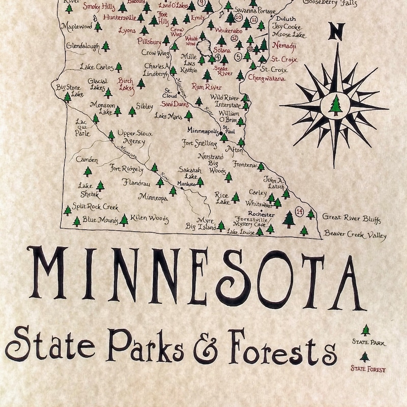 Minnesota State Parks Map - Etsy