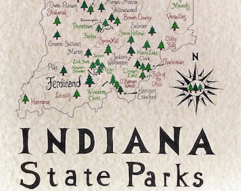 Indiana State Parks Map - Etsy