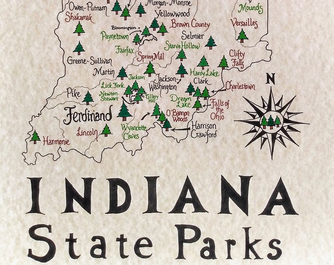 Indiana State Parks Map - Etsy