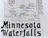Minnesota Waterfalls Map 11x17 In - Etsy