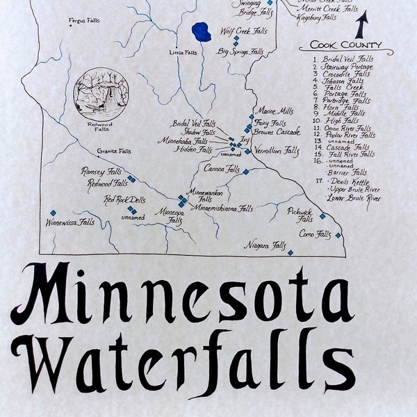 Waterfall Map in Minnesota - Etsy