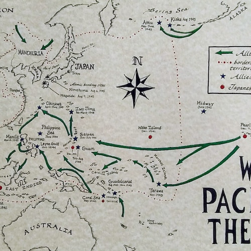 WWII Pacific Theater Map - Etsy