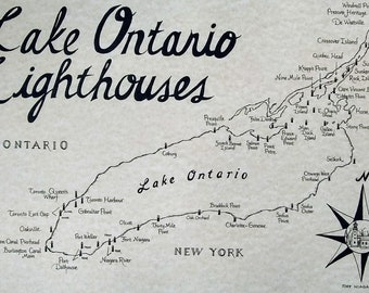 Lake Huron Lighthouses Map | Etsy Canada