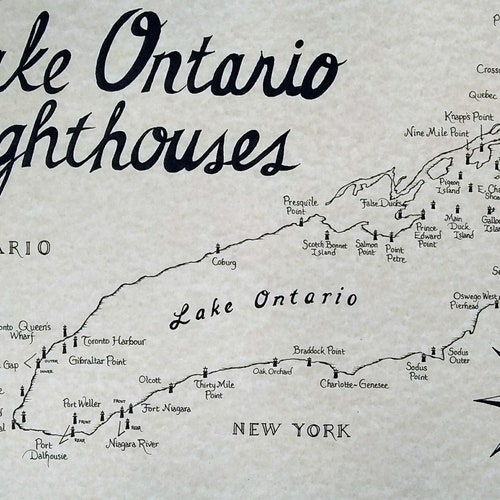 Old Lake Ontario Lighthouses Map 1898 Nautical Great Lakes - Etsy Canada