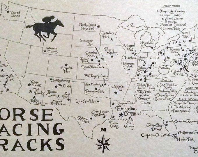 Horse Racing Tracks Map - Etsy