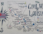Louisiana Civil War Battles Map - Etsy