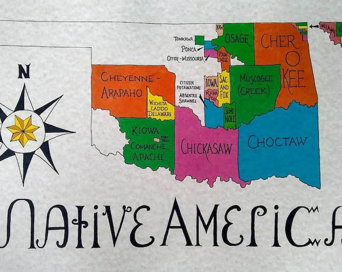 Oklahoma American Indian Tribes Map - Etsy