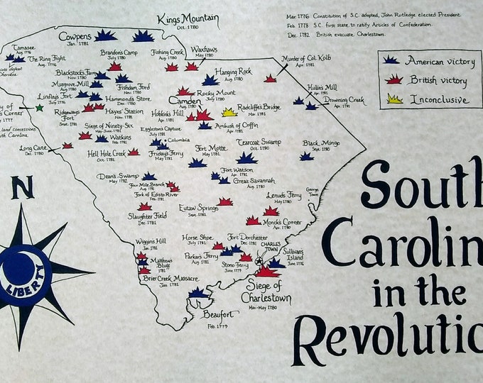 American Revolution Battles Hand Drawn Map - Etsy
