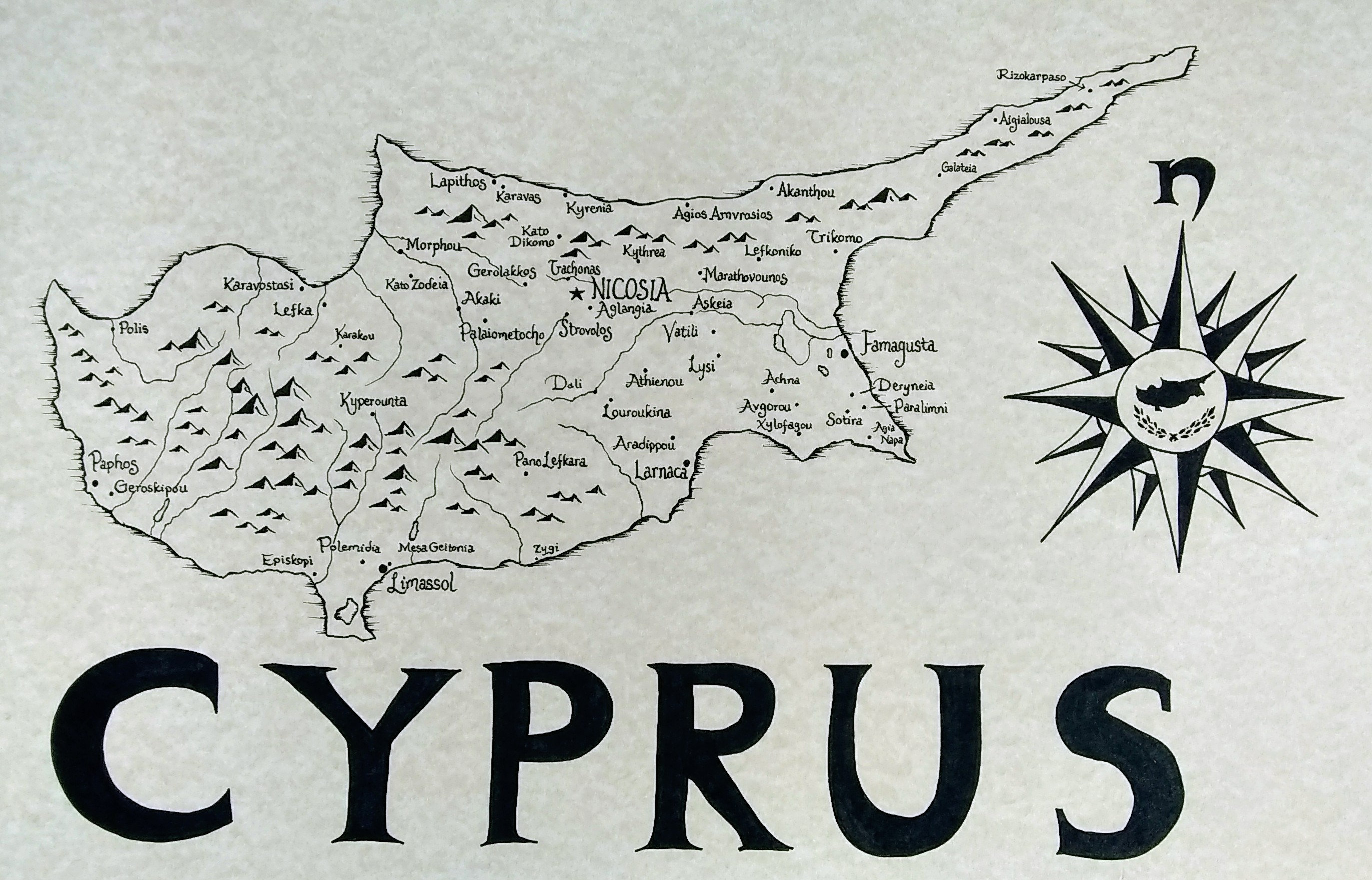 Cyprus Hand Drawn Map - Etsy