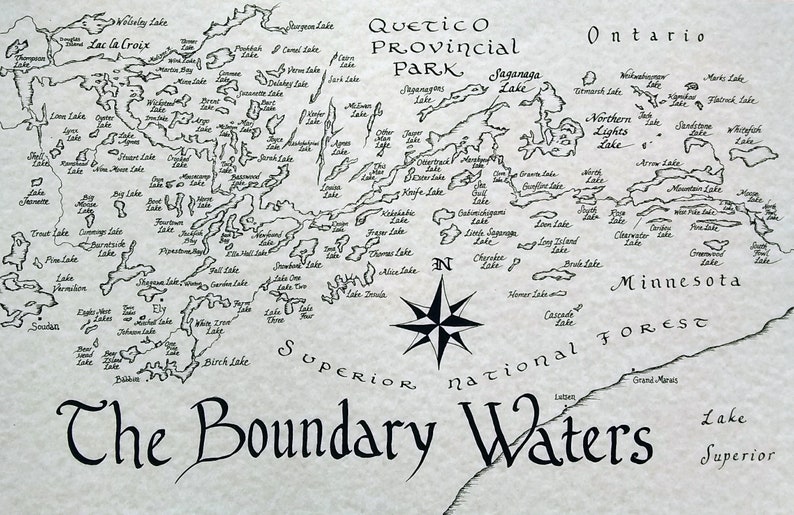 Boundary Waters Hand Drawn Map - Etsy