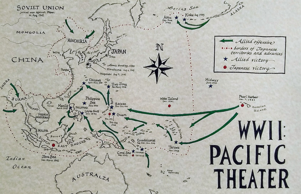 WWII Pacific Theater Map - Etsy
