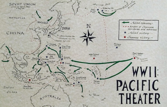 WWII Pacific Theater Map - Etsy