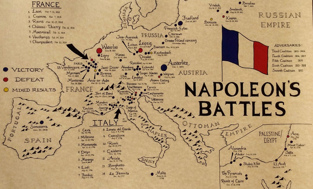 Napoleon Battles Map - Etsy