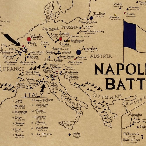 Napoleon Battles Map | Etsy