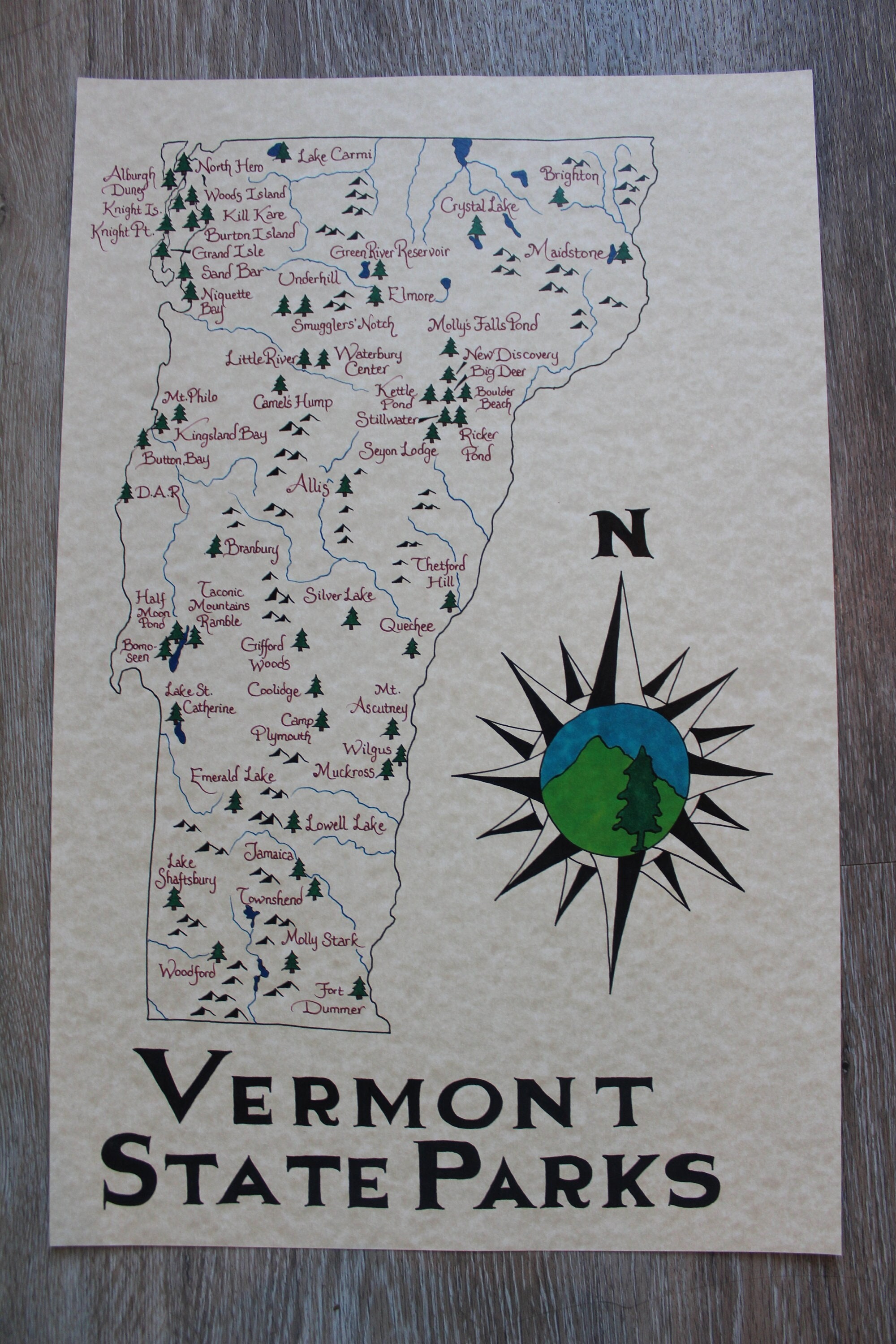 Vermont State Parks Map - Etsy